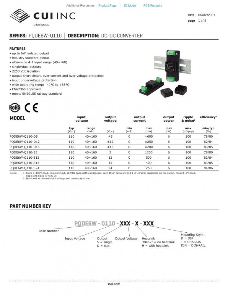 PQDE6W-Q110 datasheet page 1