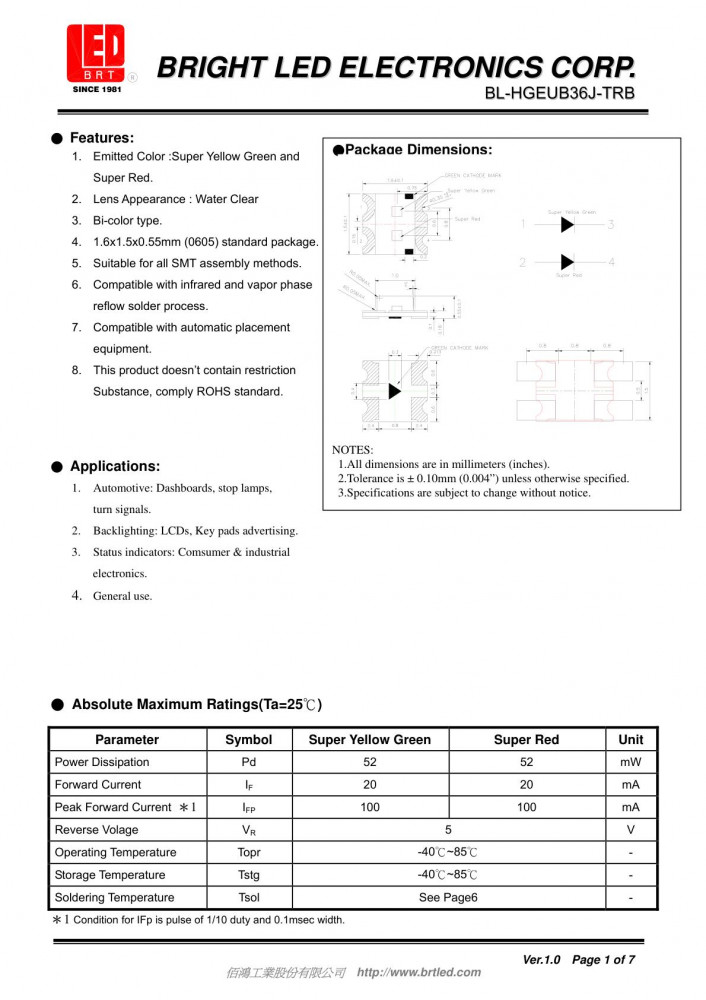 BL-HGEUB36J-TRB datasheet page 1