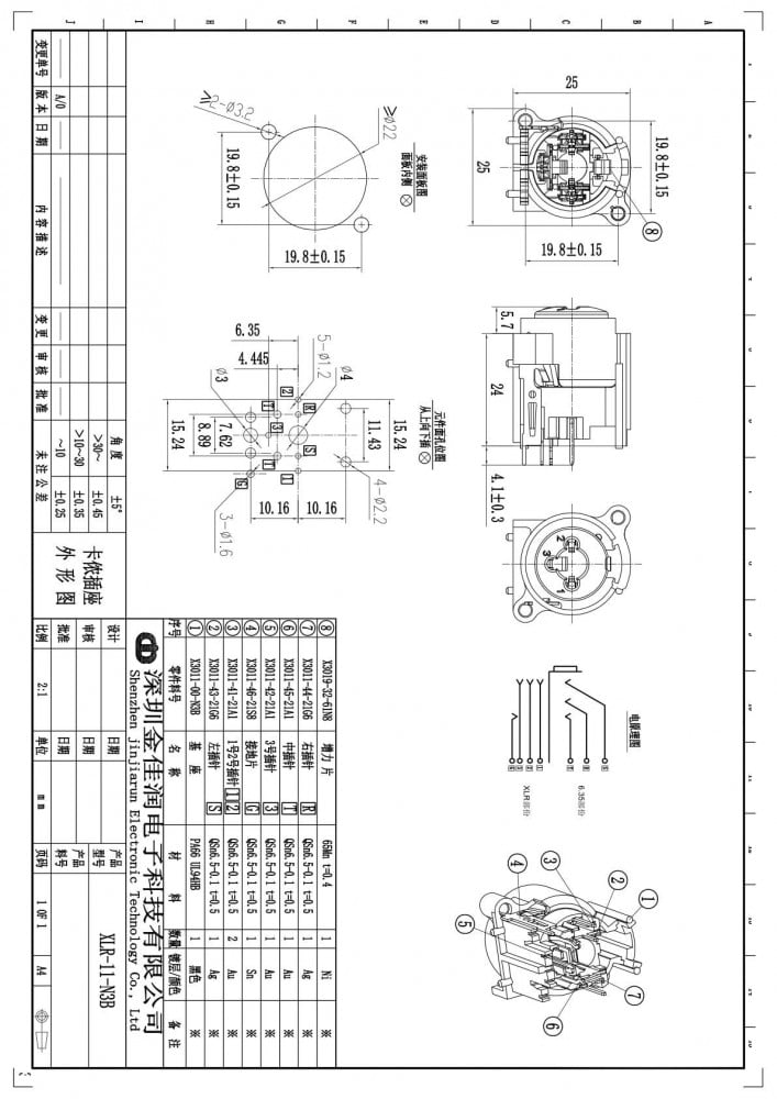 XLR-11-N3B specification page 1