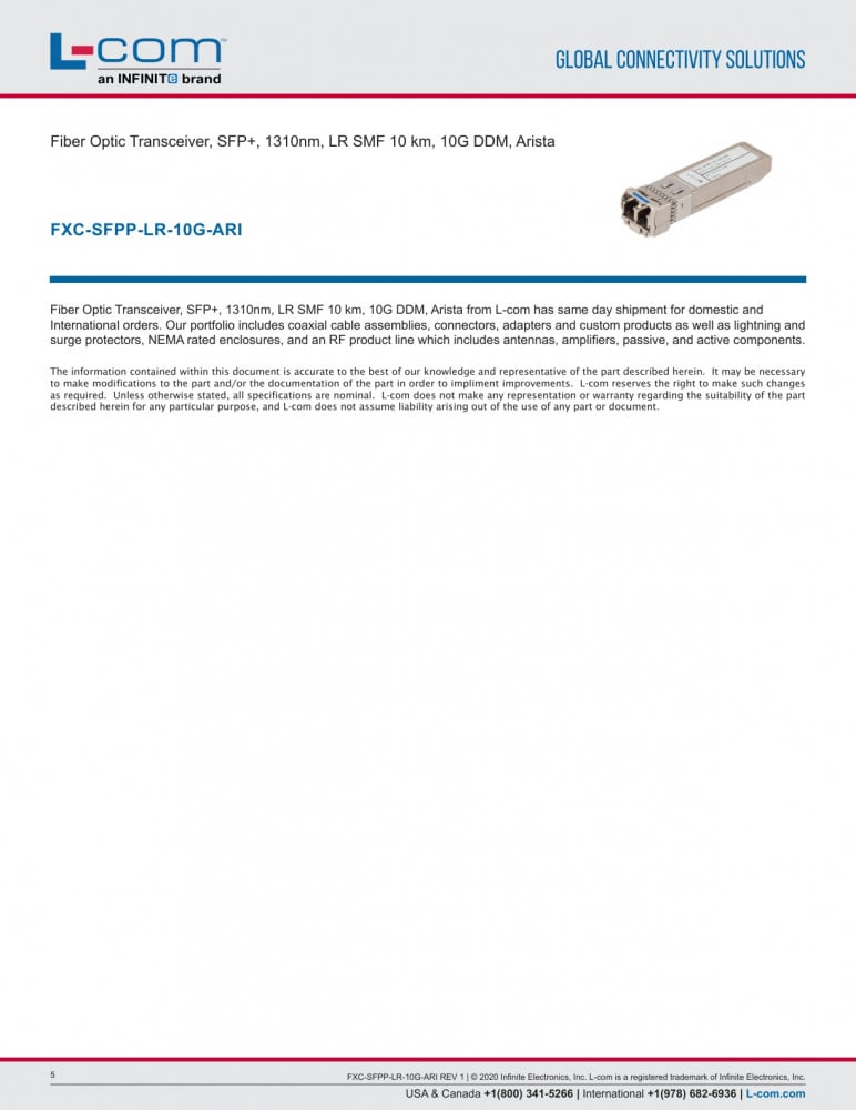 FXC-SFPP-LR-10G-ARI datasheet page 5