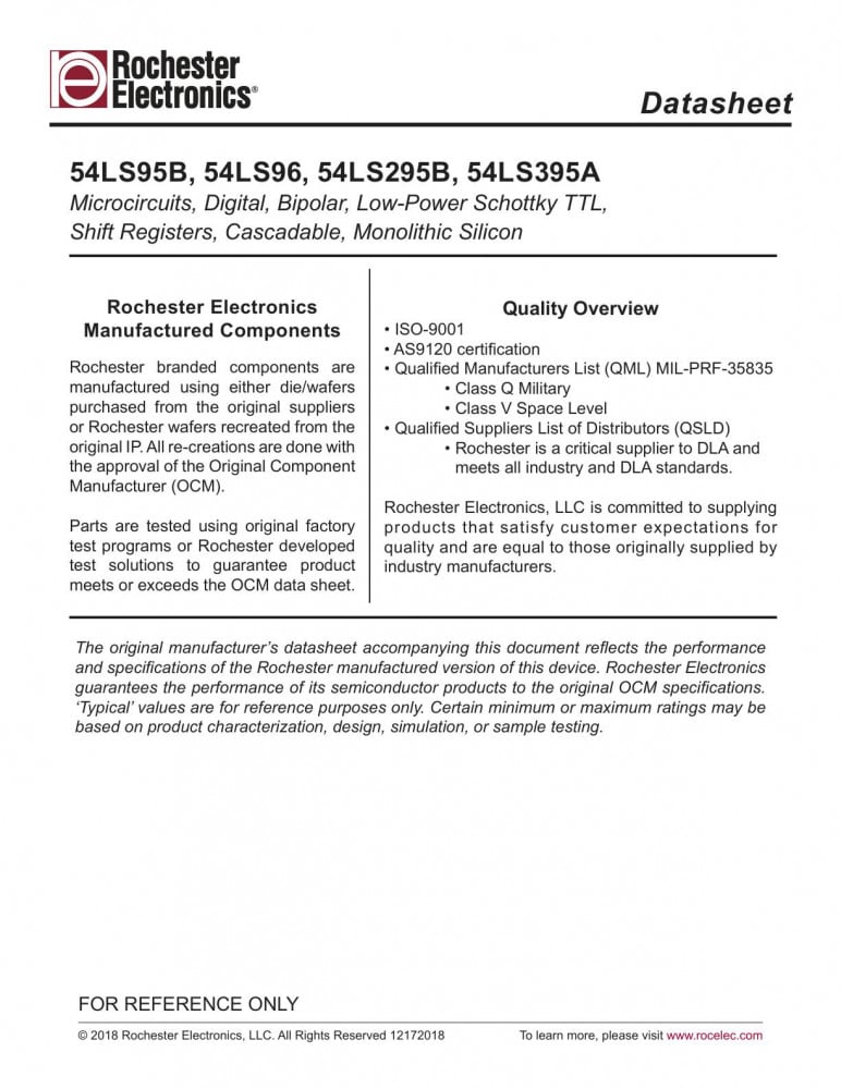 54LS295B/BCA datasheet page 1