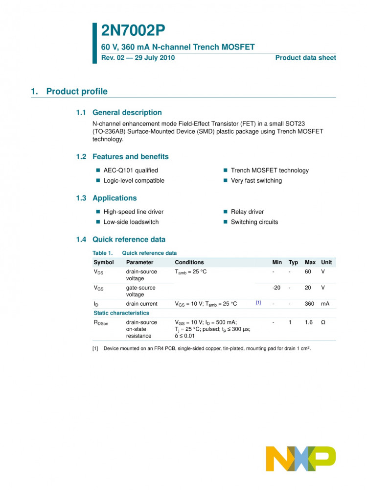2N7002P,215 datasheet page 1
