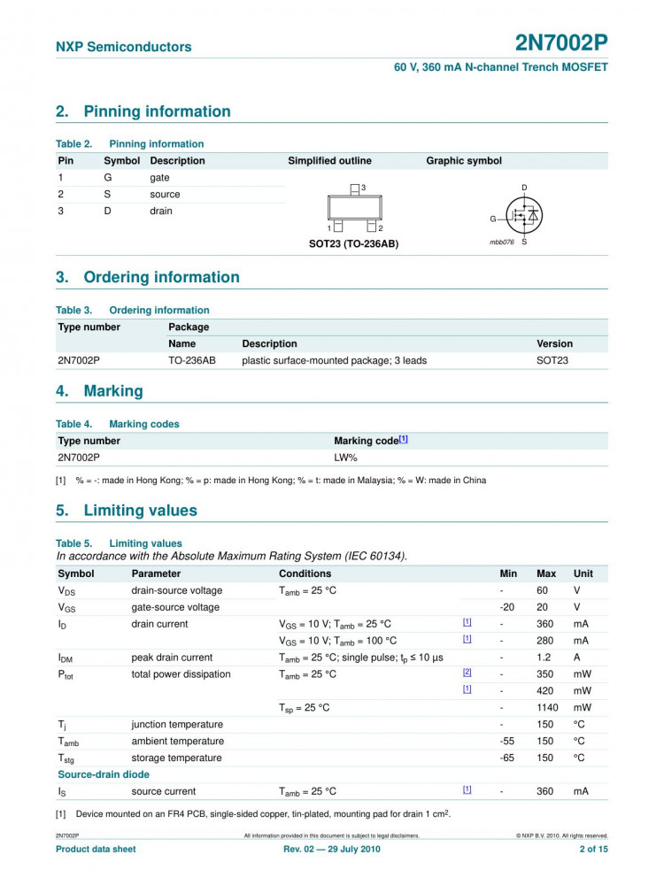2N7002P,215 datasheet page 2