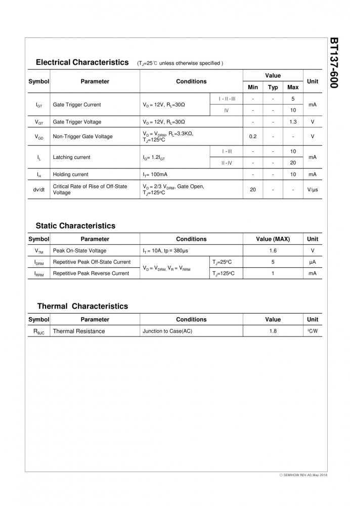 BT137-600 datasheet page 2