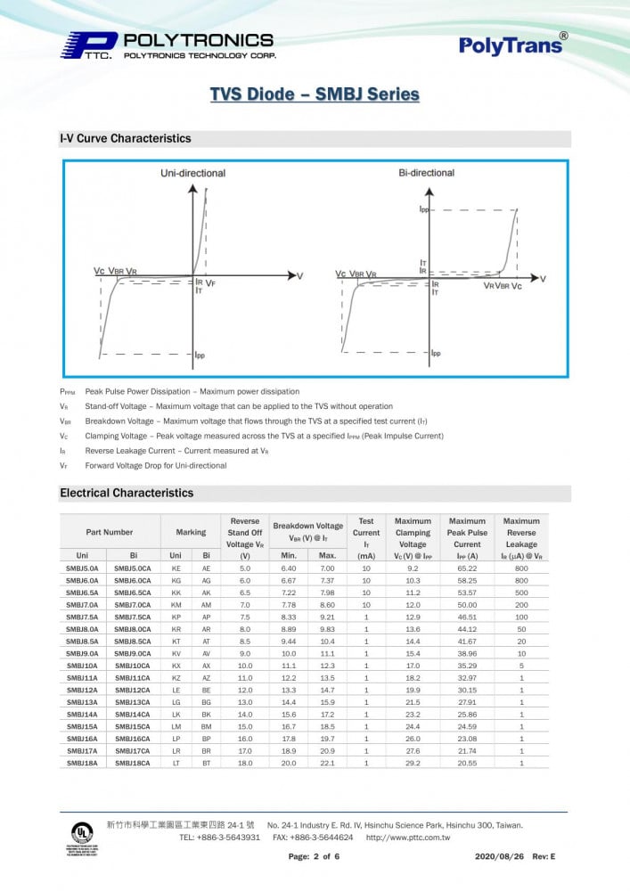 SMBJ Series technical document page 2