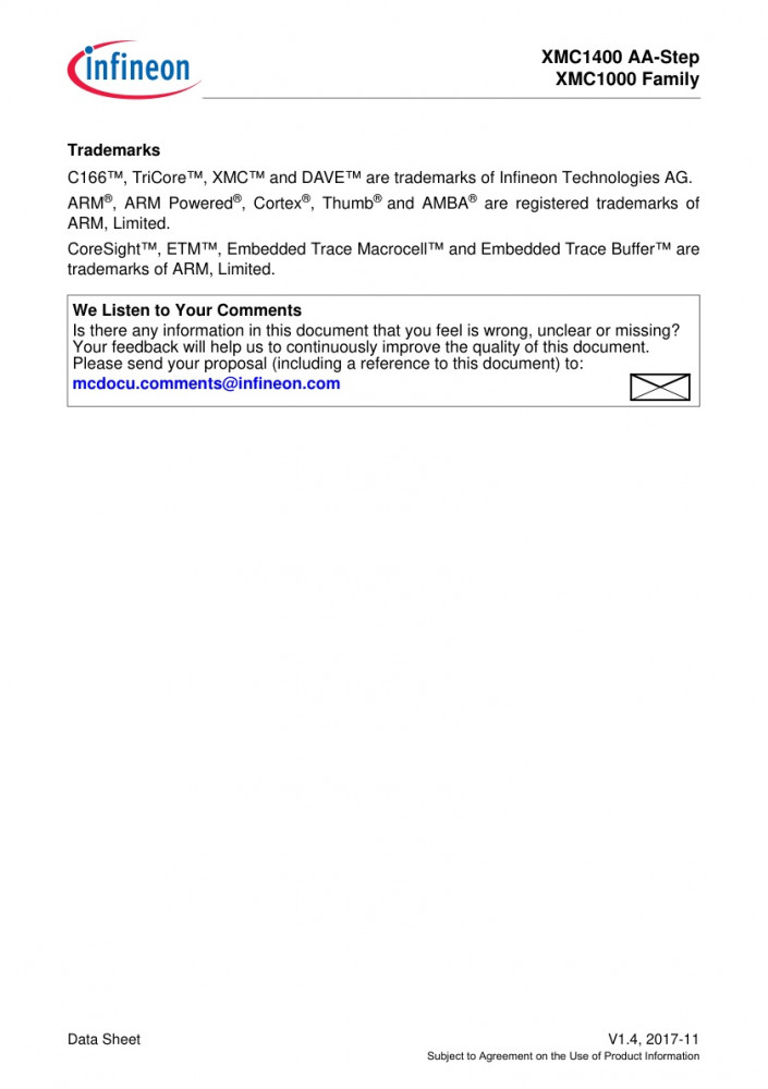 XMC1400 data sheet page 6