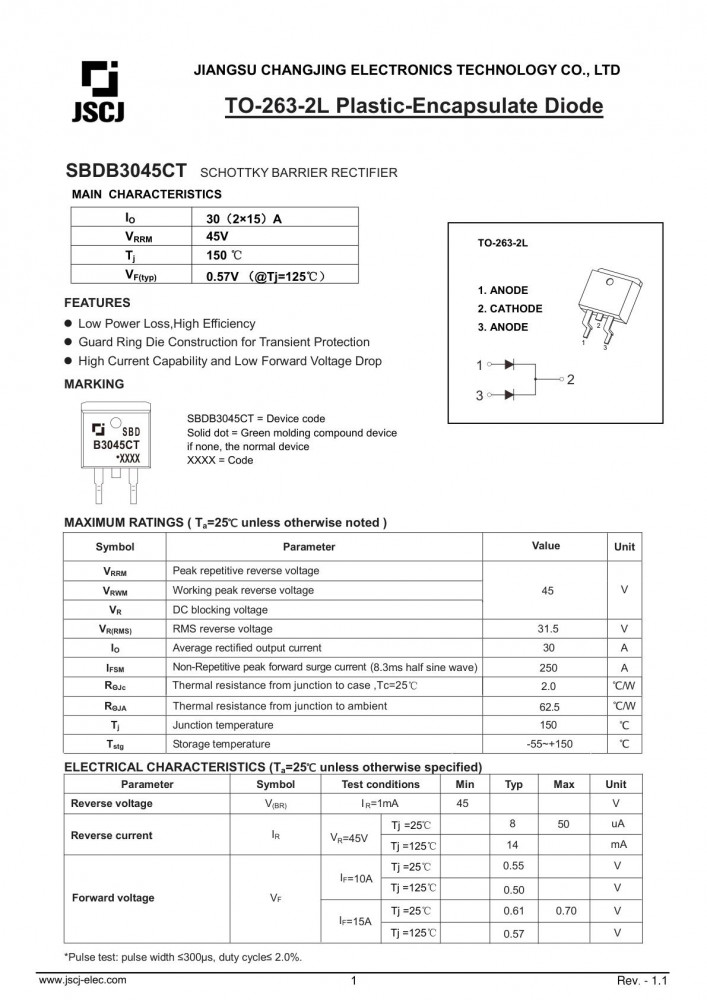 SBDB3045CT datasheet page 1