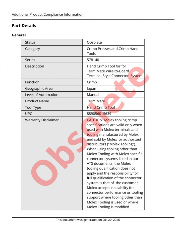 MOLEX 5781405300 tooling document page 2