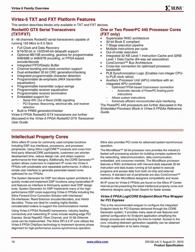 Virtex-5 datasheet page 10