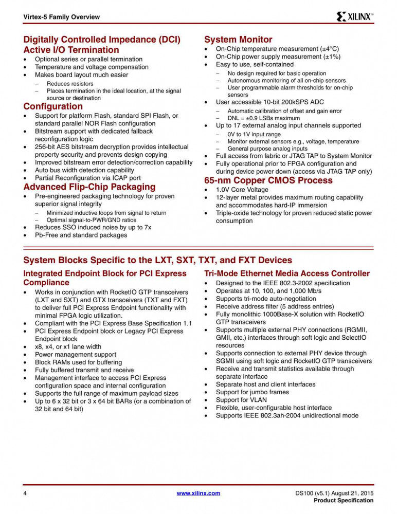 Virtex-5 datasheet page 4