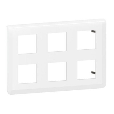 Mosaic - Plate 3x2 modules vertical mounting white - Glossy white thermoplastic RAL9003 - Snap-on flush-mounted cover frame