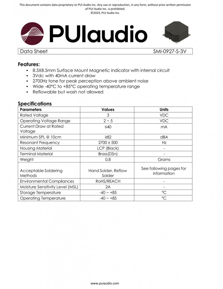 SMI-0927-S-3V datasheet page 1