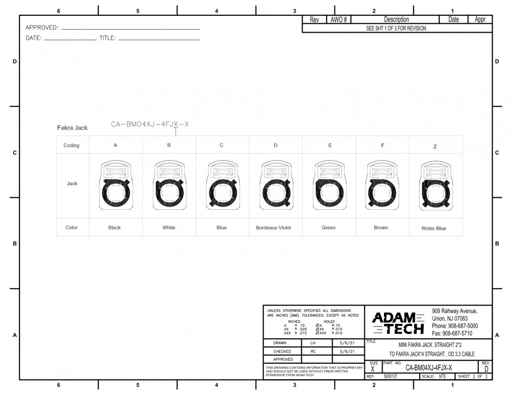 ADAM TECH cable assembly drawing, page 3