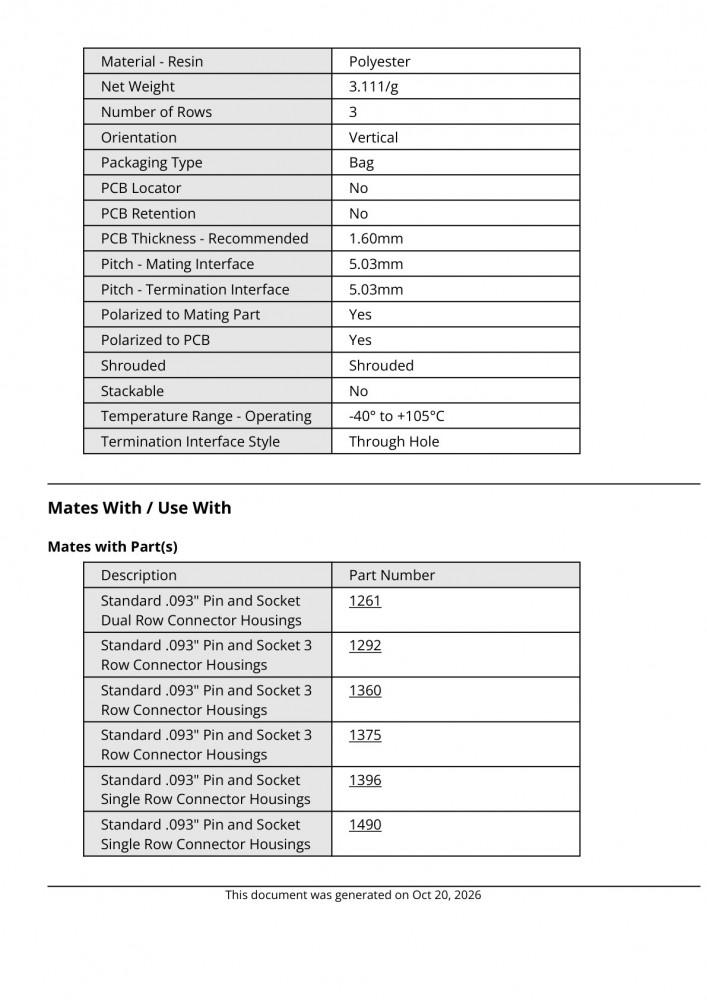 MOLEX 50291412 technical document preview, page 3