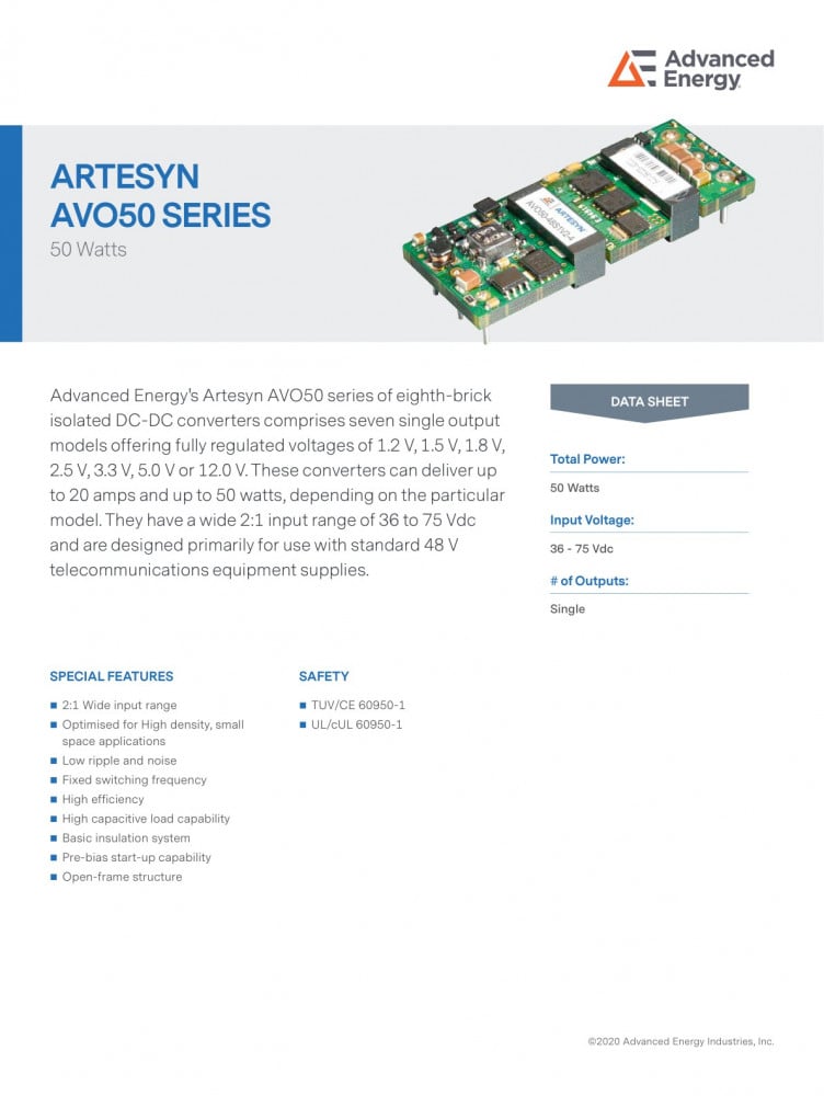AVO50 series datasheet page 1