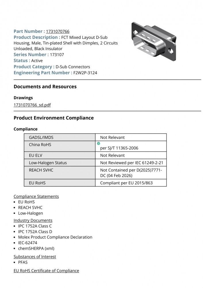 MOLEX 1731070766 drawing page 1