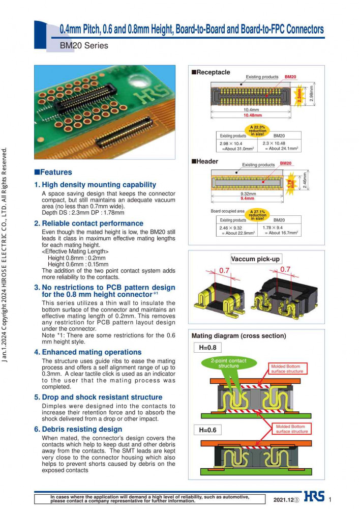 HRS BM20 series datasheet page 1