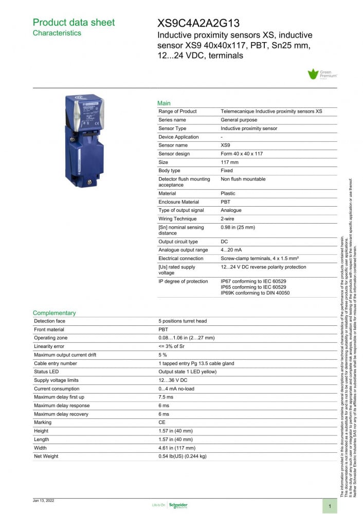 XS9C4A2A2G13 technical document page 1