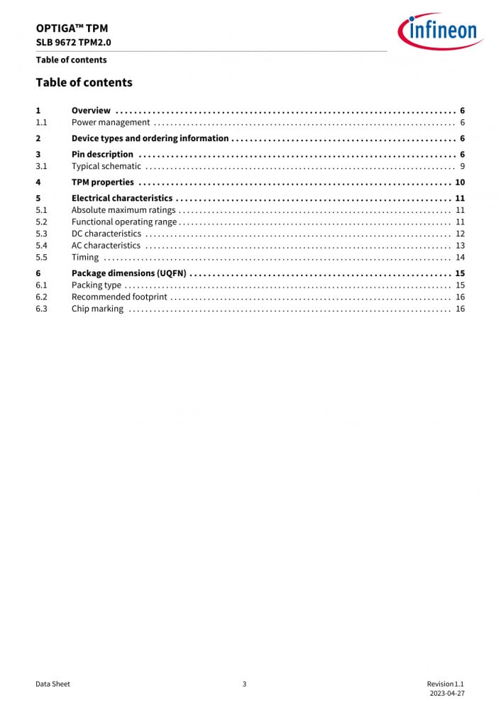 SLB9672 datasheet page 3