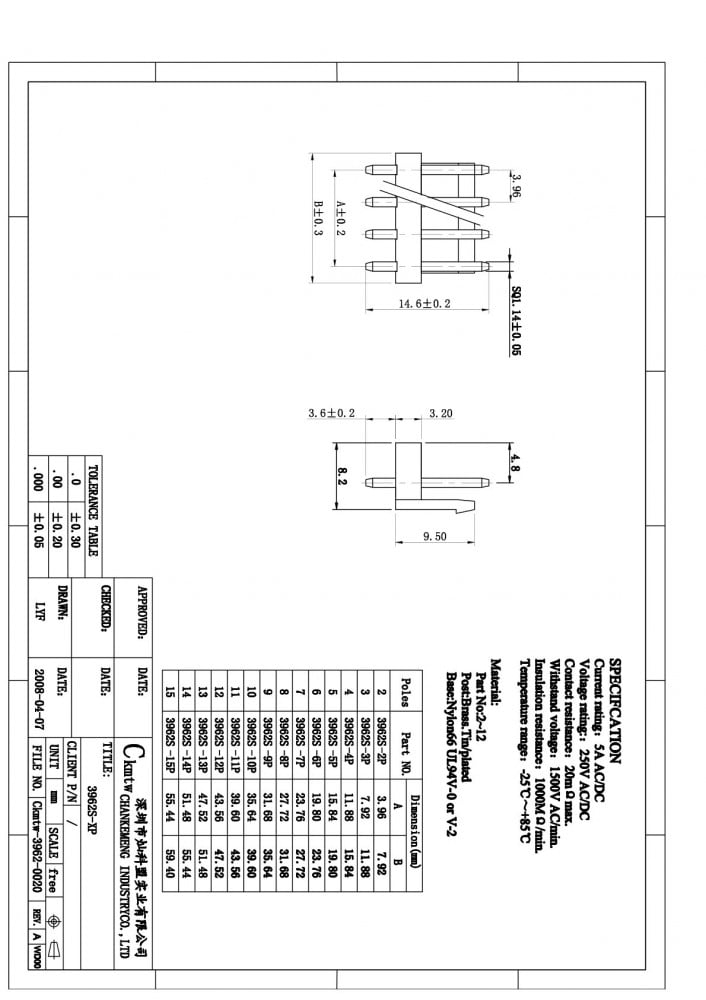 Ckmtw 3962S series technical drawing