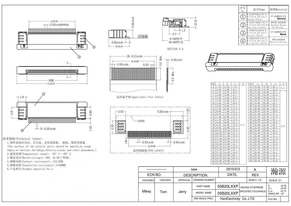 HanElectricity 05B20L06P technical drawing