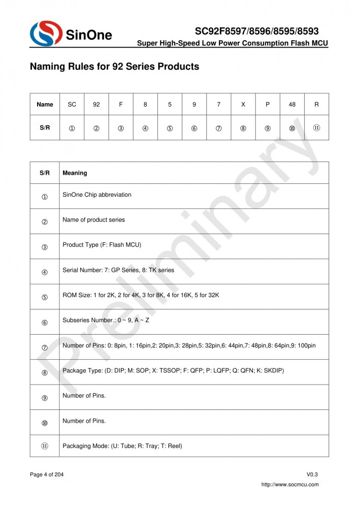 SC92F8596 document preview, page 4