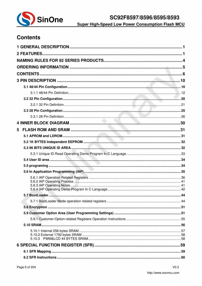 SC92F8596 document preview, page 6