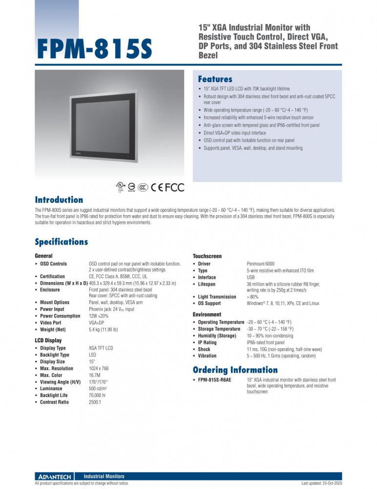 FPM-815S product document page 1
