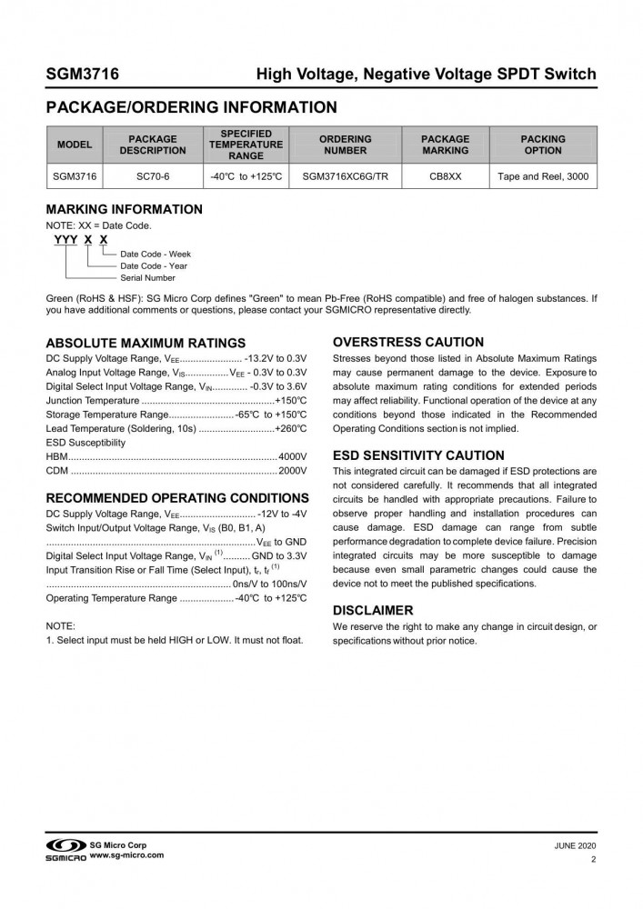 SGM3716 datasheet page 2