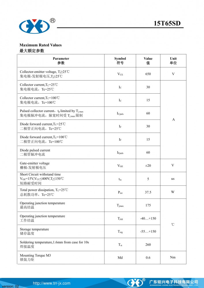 15T65SD datasheet page 2