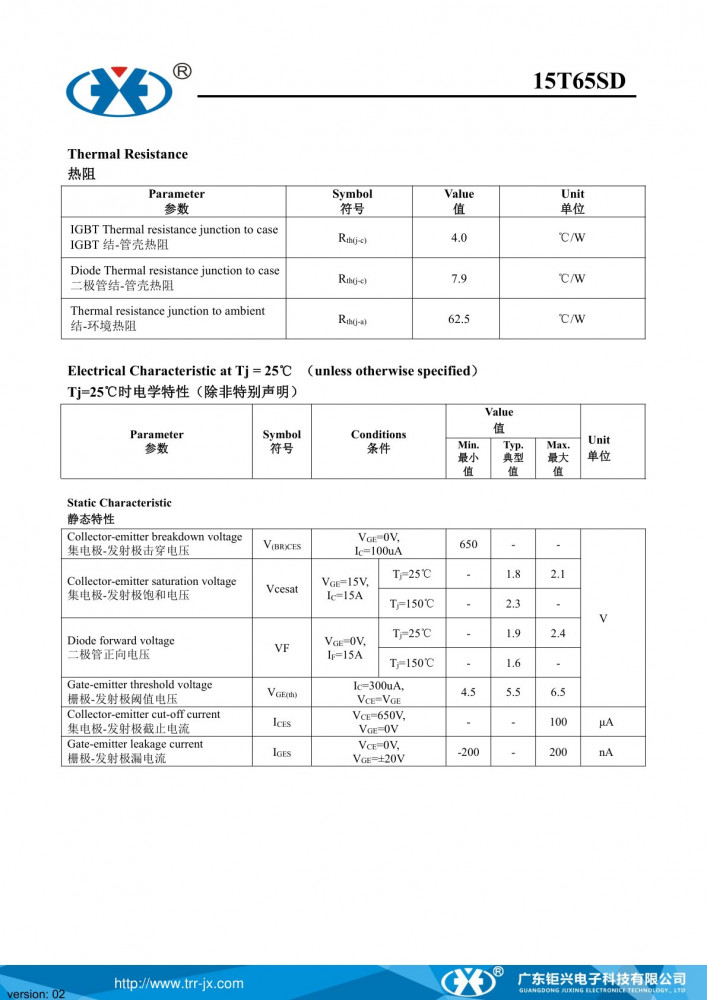 15T65SD datasheet page 3