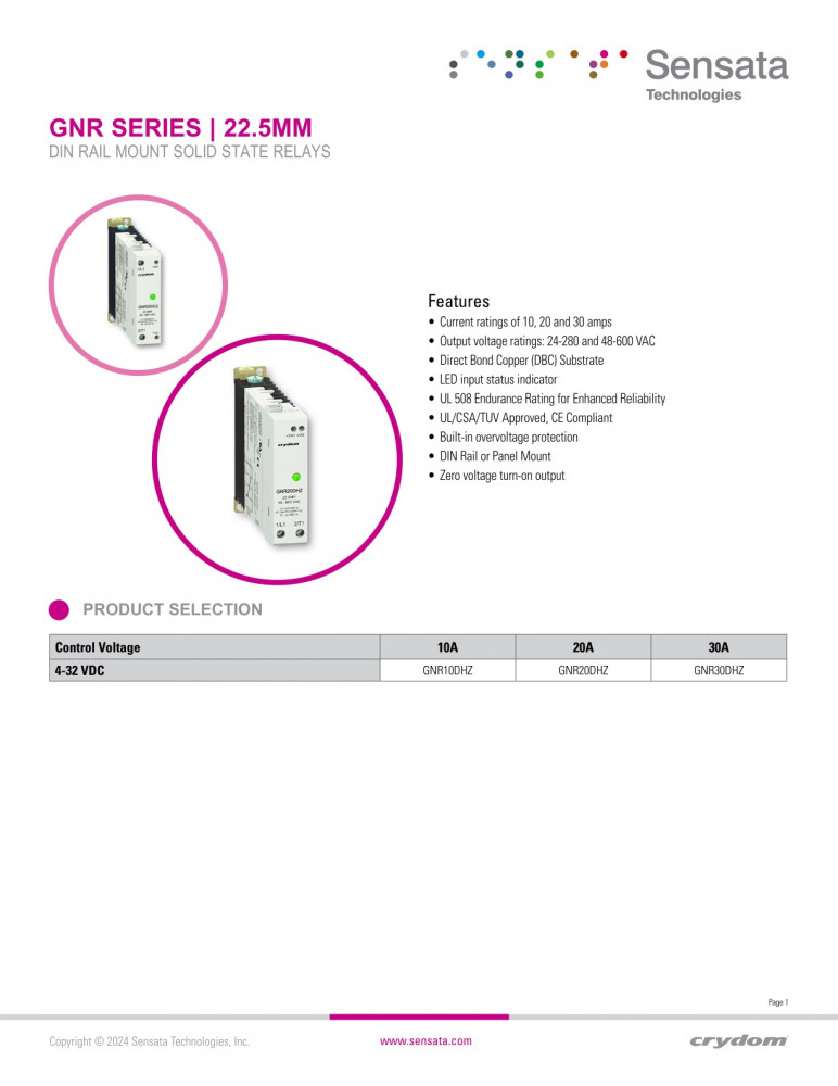 GNR series technical document page 1