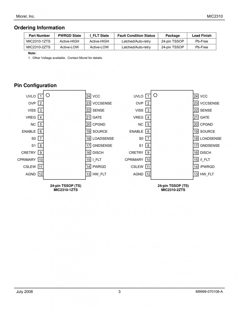 MIC2310 datasheet page 3