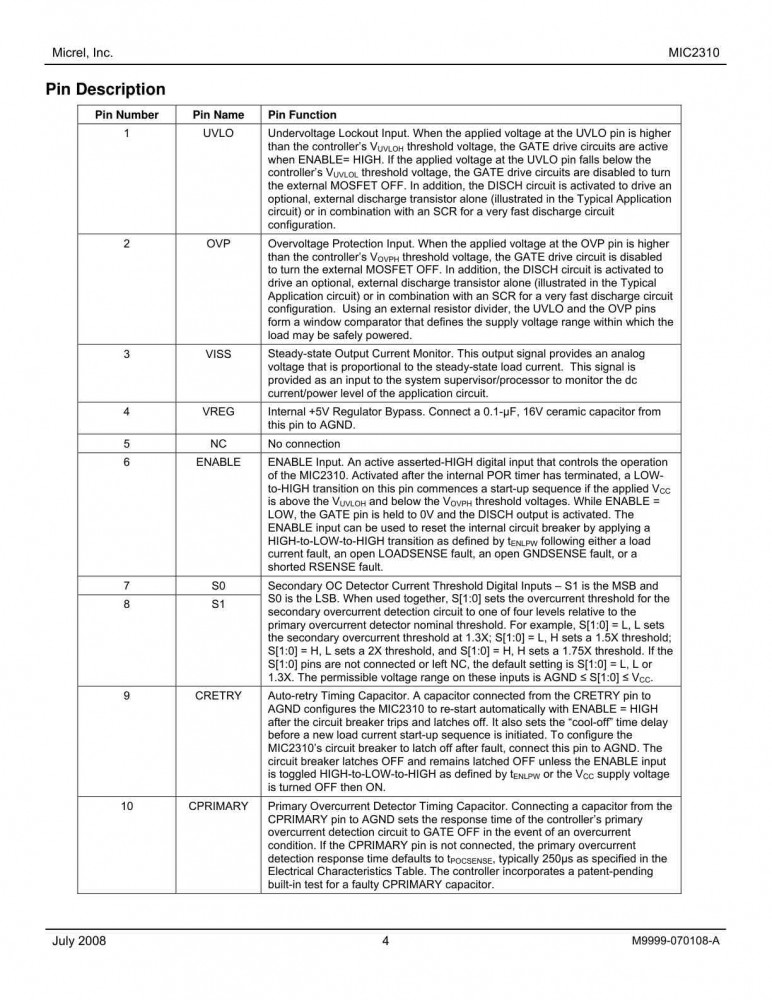 MIC2310 datasheet page 4