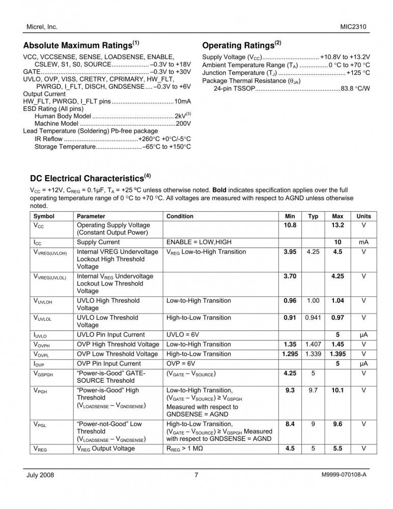 MIC2310 datasheet page 7