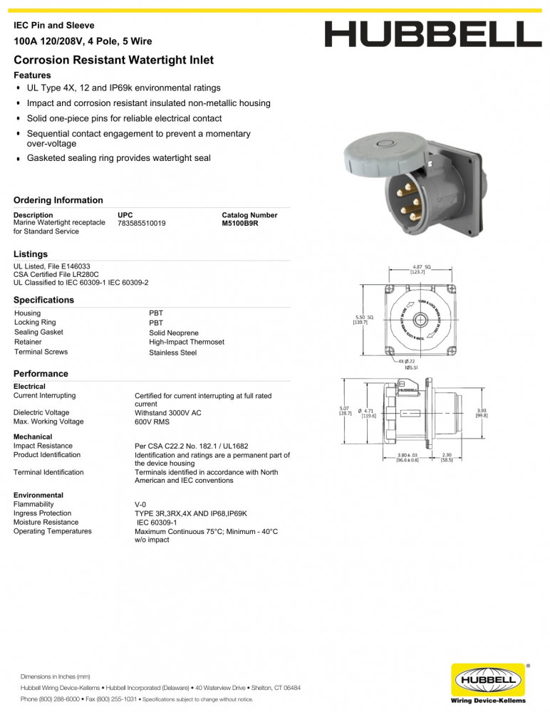 M5100B9R product documentation page
