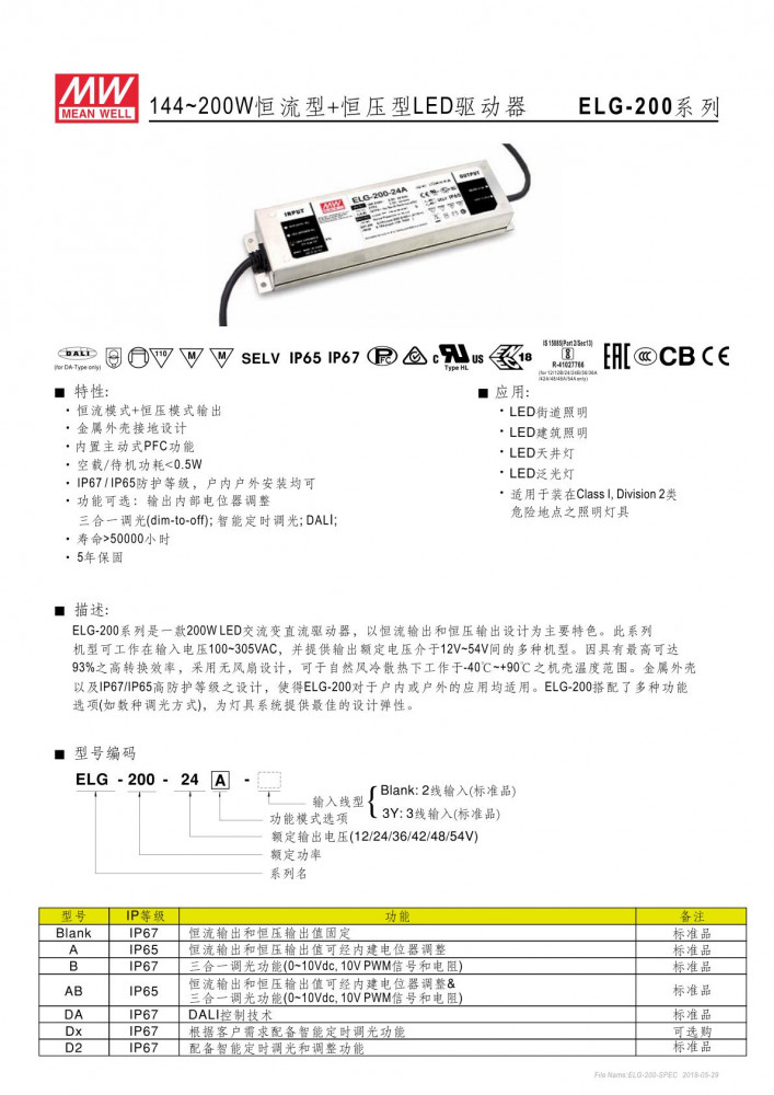 ELG-200 datasheet page 1