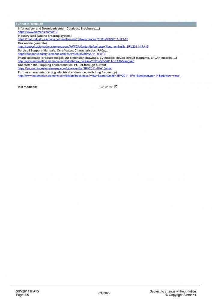 3RV20111FA15 datasheet page 5