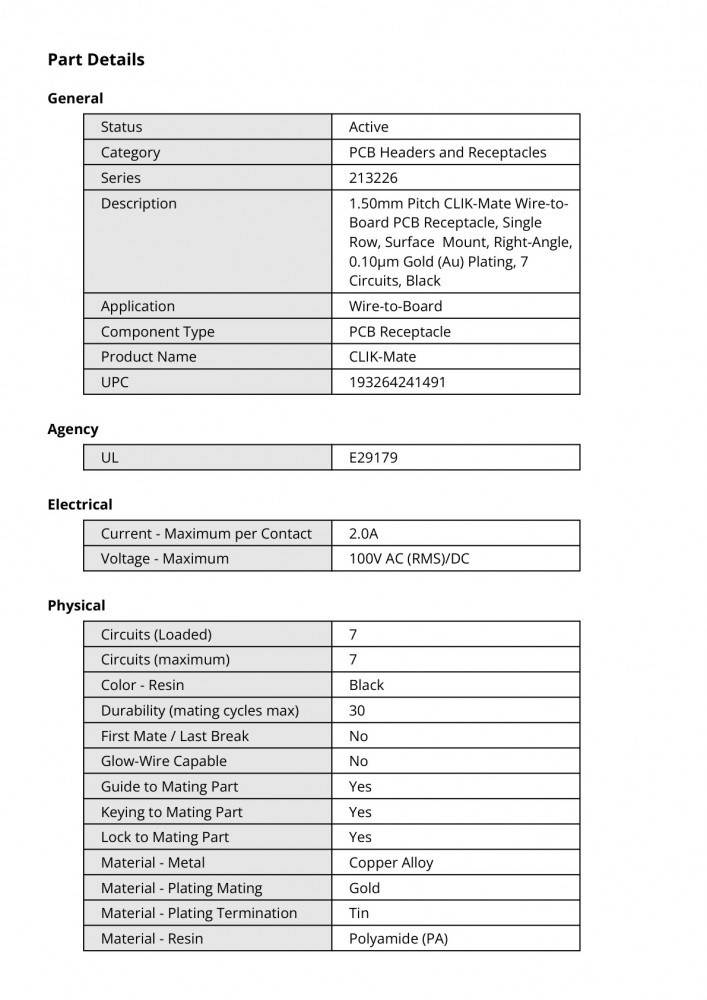Technical document image 2 for MOLEX 2132260711
