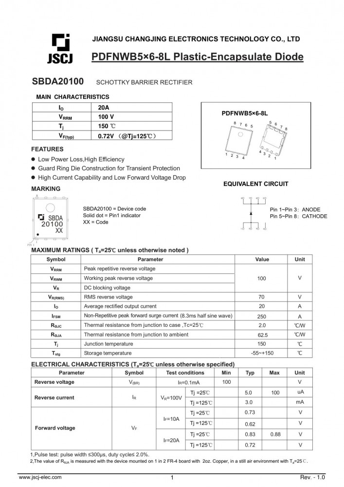 SBDA20100 datasheet page 1