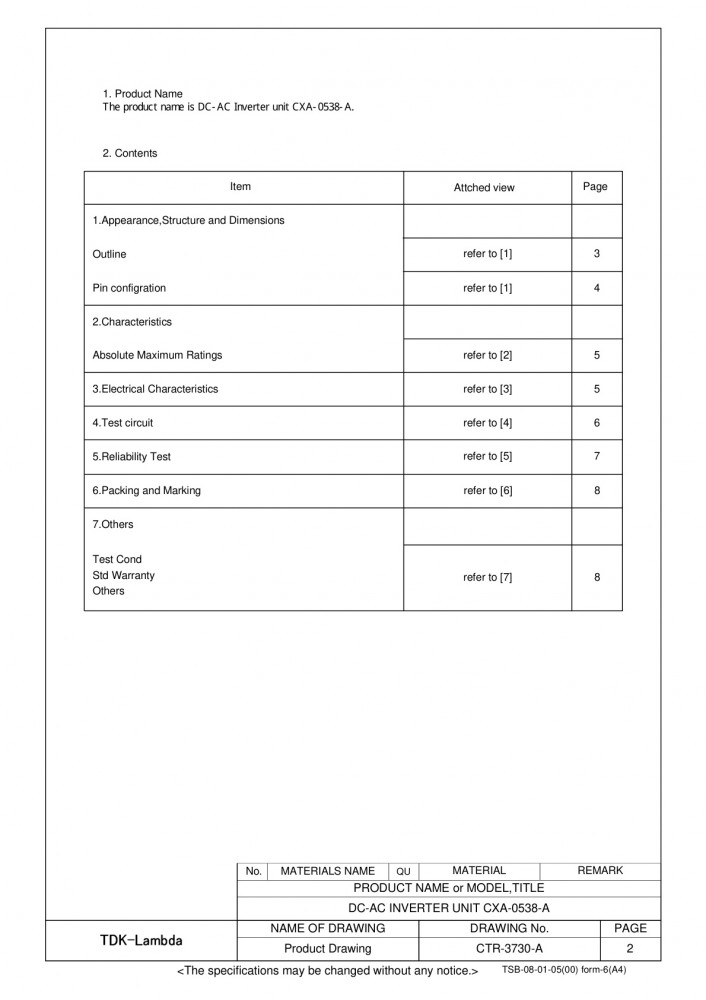 CXA-0538-A product drawing, page 3