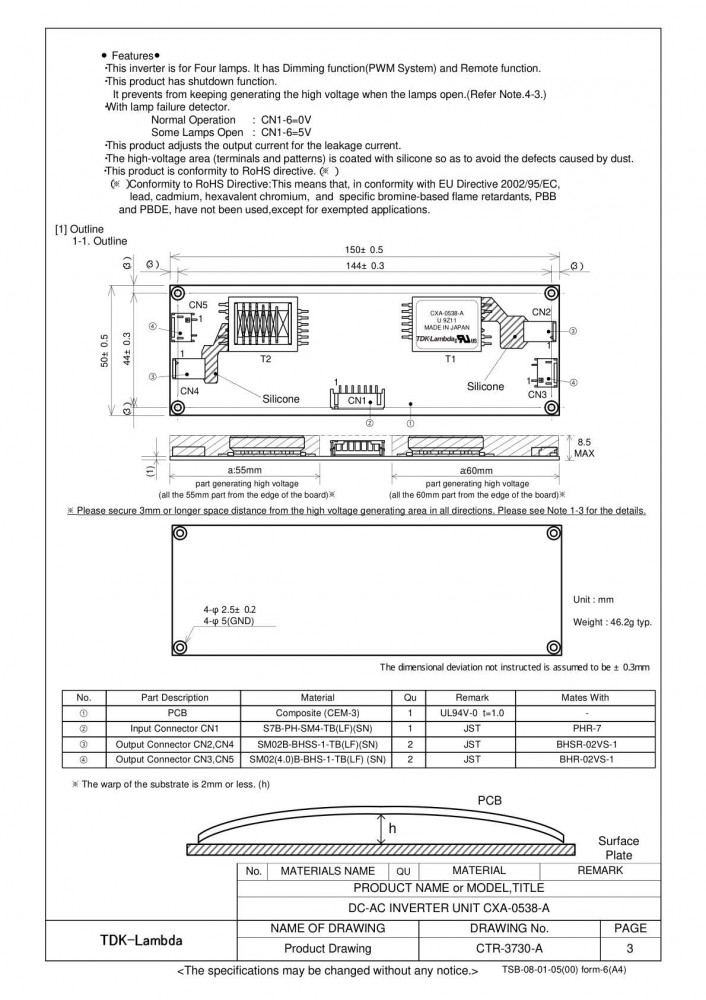 CXA-0538-A product drawing, page 4