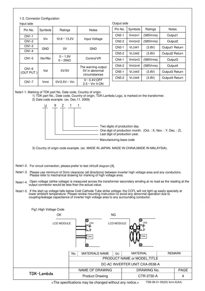 CXA-0538-A product drawing, page 5