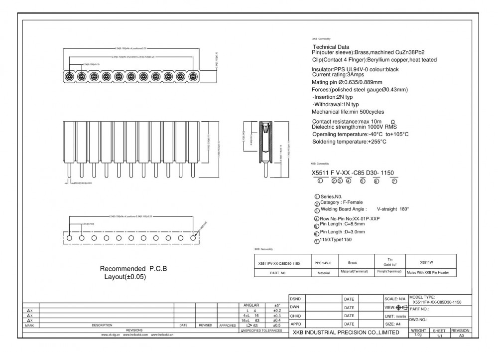 X5511FV-40-C85D30-1150 technical drawing