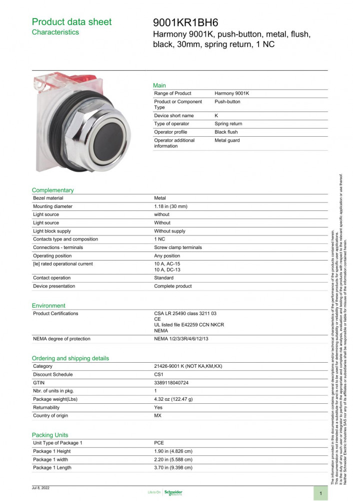 9001KR1BH6 technical document page 1