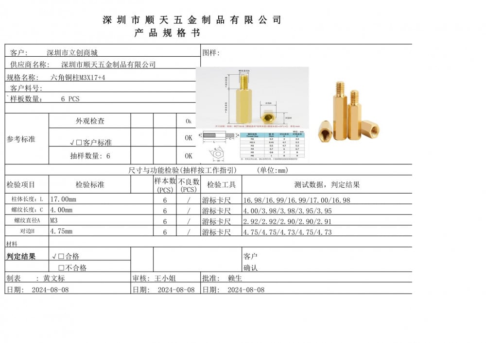 M3X17+4 product specification document page
