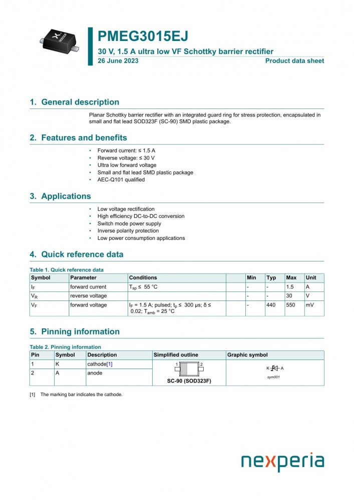 PMEG3015EJ datasheet page 1