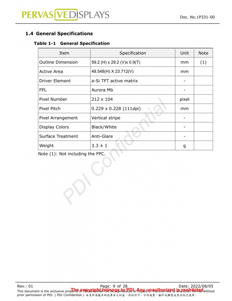 E2213PS0E1 specification page 9
