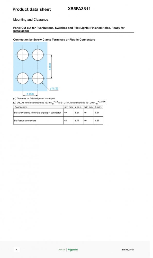 XB5FA3311 technical document page 6