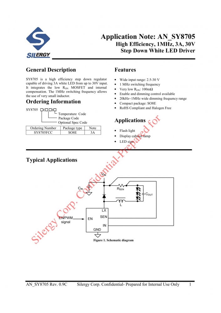 SY8705FCC datasheet page 1